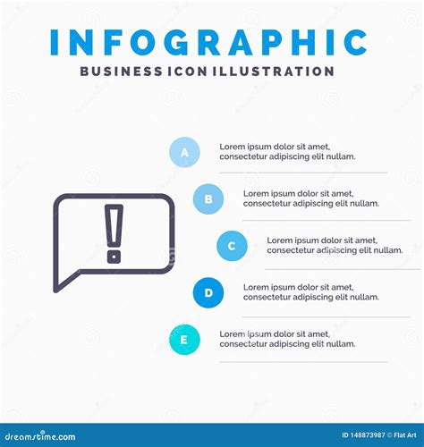 Chat Error Basic Ui Line Icon With 5 Steps Presentation Infographics Background Stock Vector