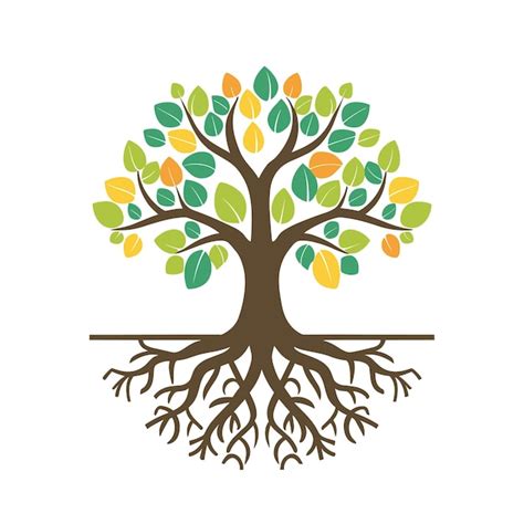 Premium Vector Tree With Roots Vector Illustration