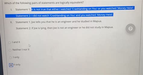 Solved Which Of The Following Pairs Of Statements Are