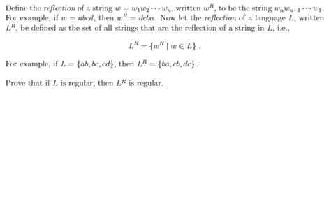 solved define the reflection of a string w w1w2⋯wn written