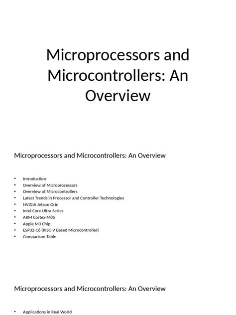 Microprocessors And Microcontrollers An Overview Pdf Microcontroller Microprocessor