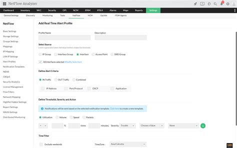 how to create a threshold based alert in netflow analyzer manageengine