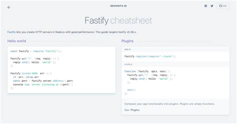 Fastify Cheatsheet