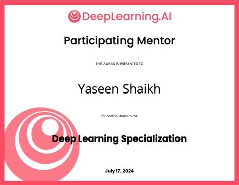 Yaseen Shaikh On Linkedin Deeplearning Ai Mentorship