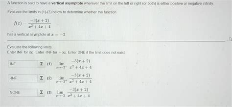 Solved A Function Is Said To Have A Vertical Asymptote