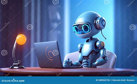 Chatbot Learning And Answering Questions D Render Style AI Generated Stock Illustration