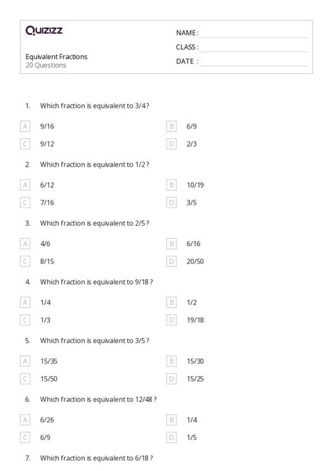 Equivalent Fractions Worksheet Year 6