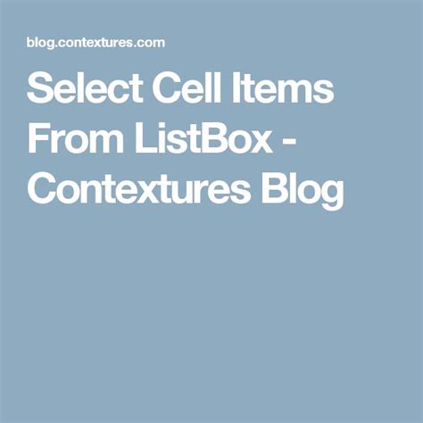 Select Cell Items From Listbox Contextures Blog