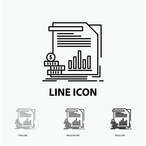 Economy Finance Money Information Reports Icon In Thin Regular And Bold Line Style Vector