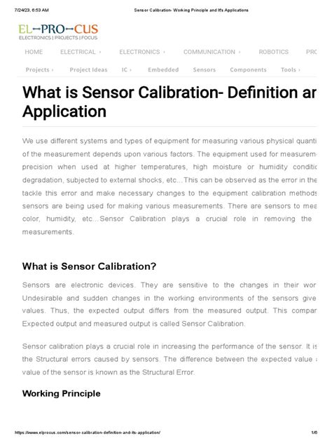 Sensor Calibration Working Principle And Its Applications Pdf
