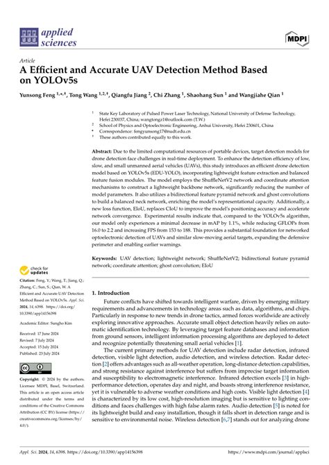 pdf a efficient and accurate uav detection method based on yolov5s