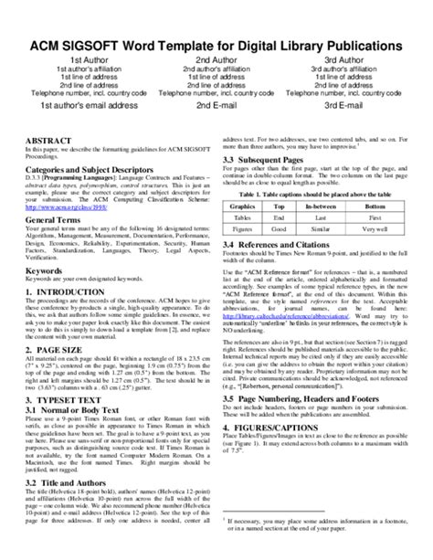 Doc Acm Sigsoft Word Template For Digital Library Publications