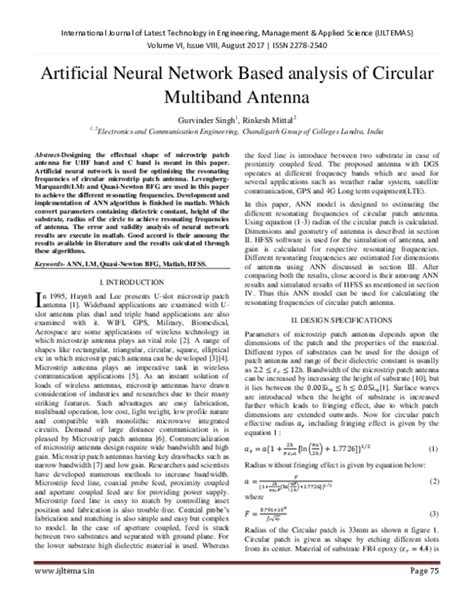 Pdf Artificial Neural Network Based Analysis Of Circular Multiband