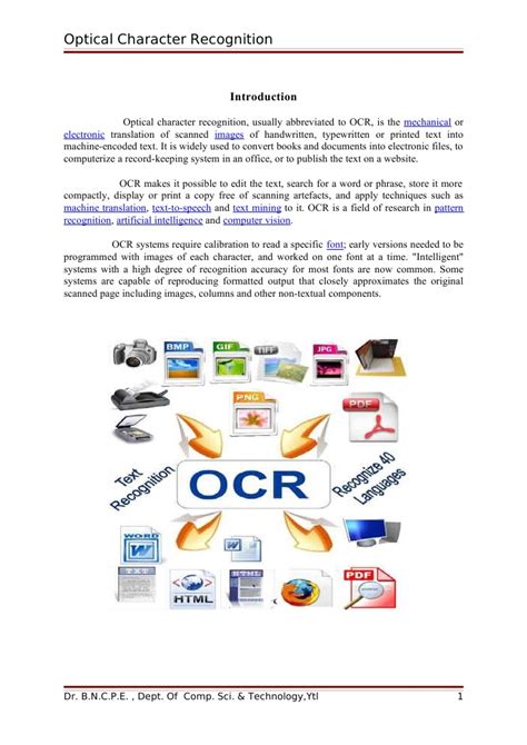 Optical Character Recognition Optical Character Recognition Image