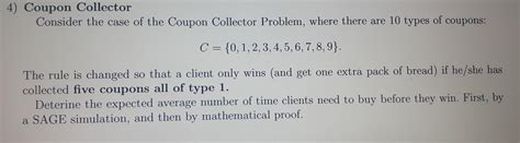 solved coupon collector consider the case of the coupon