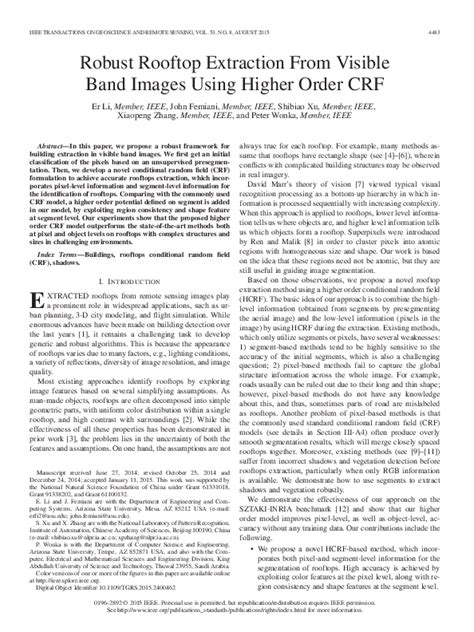 Pdf Robust Rooftop Extraction From Visible Band Images Using Higher Order Crf