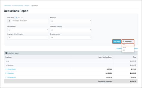 Employee Deduction Reporting Payroll Web Platform Employment Hero Help Centre AU