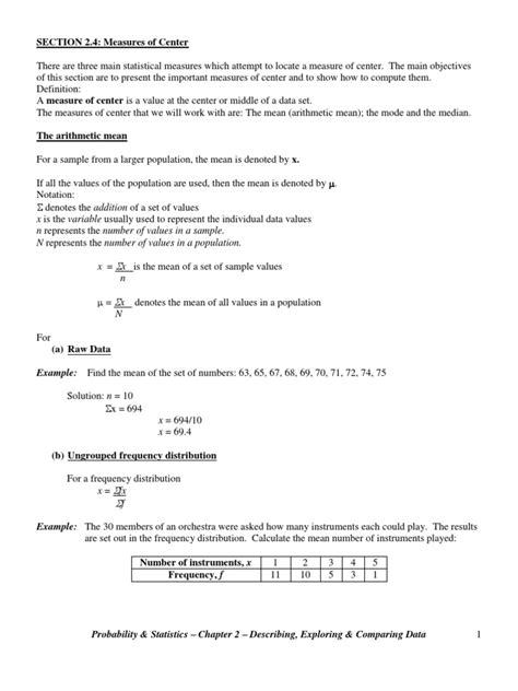 Chapter 3 Describing Comparing Data Pdf Mode Statistics Standard Deviation