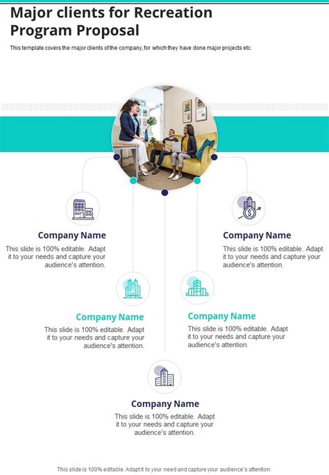 Major Clients For Recreation Program Proposal One Pager Sample Example Document Presentation