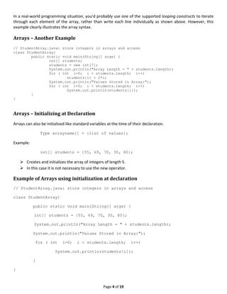 Class Notes Week On Arrays And Strings PDF