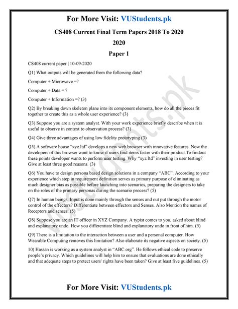 Cs408 Current Final Term Papers 2018 To 2020 Cs408 Current Final Term Papers 2018 To 2020 2020