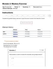 Nd Attempt Module Mastery Exercise WA CSC Pdf Module Mastery Exercise Due No Due