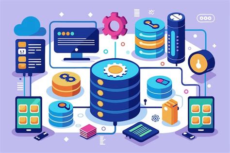 A Vibrant Illustration Showcases Various Elements Of Database Synchronization And Backup