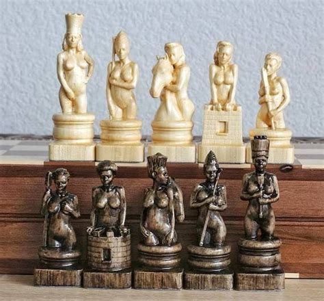Erotic Chess Set Handmade Chess Pieces With Box Wood Carving Chess Set Luxury Wooden Chess