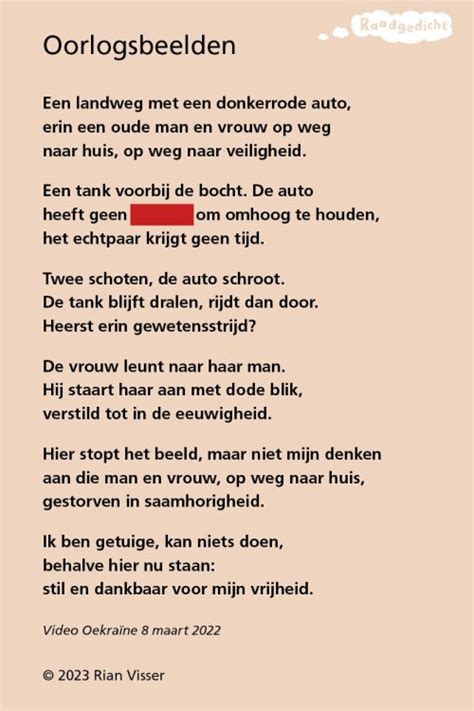Oorlogsbeelden Rian Visser Raadgedicht