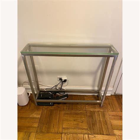 Crate And Barrel Glass And Silver Console Table Aptdeco