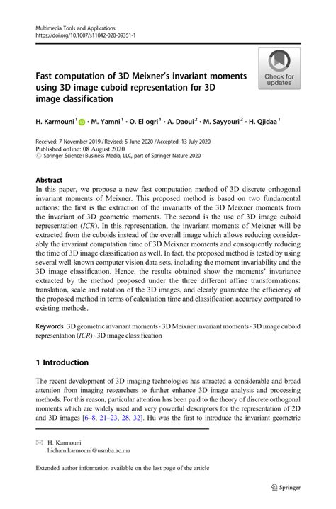 Pdf Fast Computation Of 3d Meixners Invariant Moments Using 3d Image Cuboid Representation