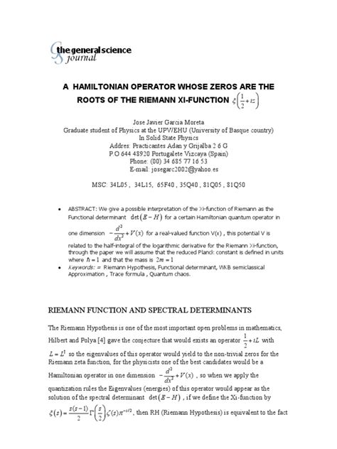 The Xi Function Xi 12is Evaluated As A Functional Determinant Of A