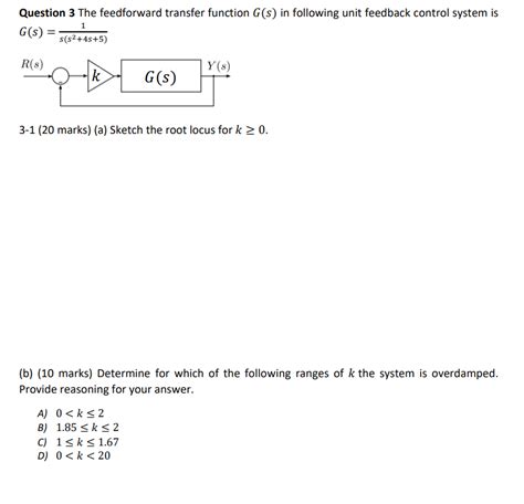 Solved Question The Feedforward Transfer Function G S In Chegg