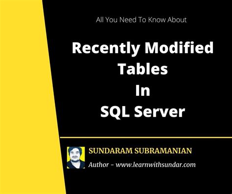 Find Recently Modified Tables In Sql Server Database Learn With Sundar