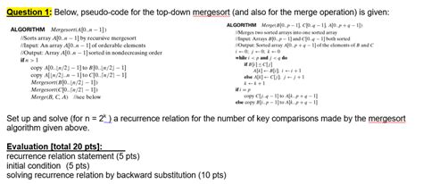 Solved Question 1 Below Pseudo Code For The Top Down