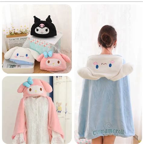 귀여운 시나모롤 마이 멜로디 쿠로미 산리오 만화 망토 사무실 점심 휴식 담요 겨울 최고의 명절 선물 Null