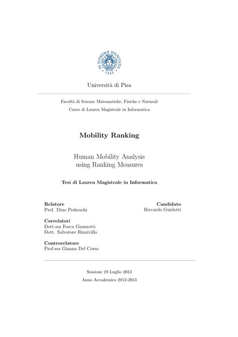 Pdf Mobility Ranking Human Mobility Analysis Using Ranking Measures
