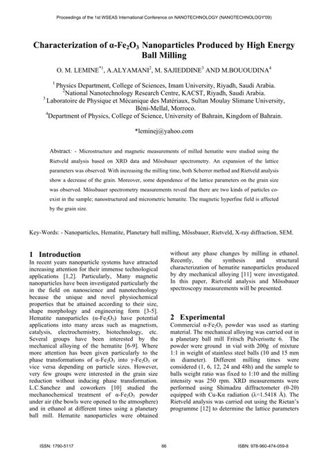 Pdf Characterization Of α Fe 2 O 3 Nanoparticles Produced By High