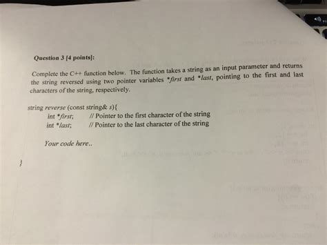 Solved Complete The C Function Below The Function Takes A