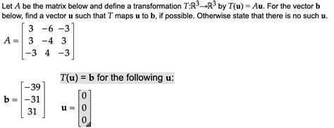 Solved Let A Be The Matrix Below And Define A Chegg Com