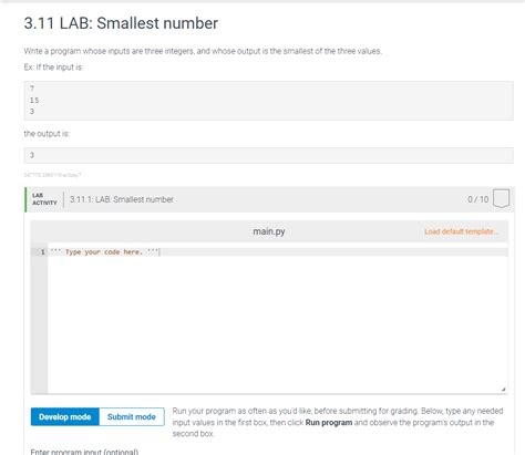 Solved 3 11 LAB Smallest Number Write A Program Whose Inputs Are