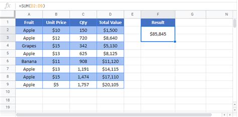Excel SUM Formula Add Numbers Together