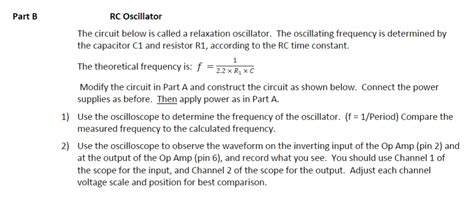 Solved Rc Oscillator The Circuit Below Is Called A
