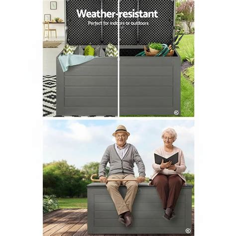Gardeon Outdoor Storage Box 680l Container Lockable Garden Bench Tool