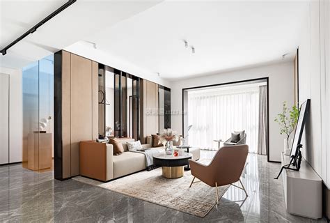 上海亚光新村现代风格125平米设计方案 客厅隔断装修效果图片装信通网