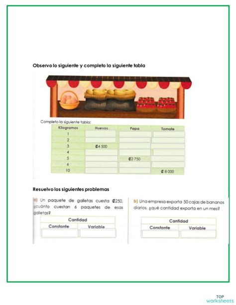Constante Variable Dependiente Y Independiente Ficha Interactiva Topworksheets