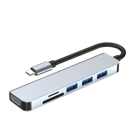 Адаптер переходник 6 в 1 3xusb 3 0 Hdmi Power Delivery Sd и Tf карты памяти Разветвитель