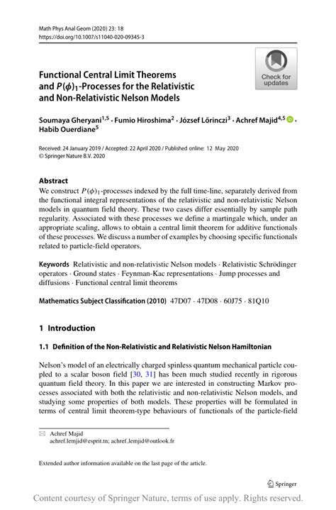 Functional Central Limit Theorems And Pϕ1 Processes For The Relativistic And Non Relativistic