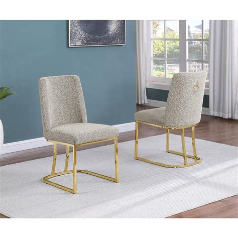 Best Quality Furniture Millie Grey Boucle Fabric Side Chair Set Of 2
