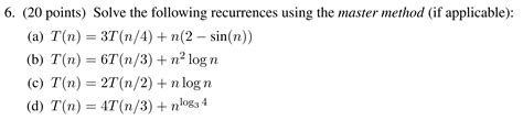 solved 6 20 points solve the following recurrences using